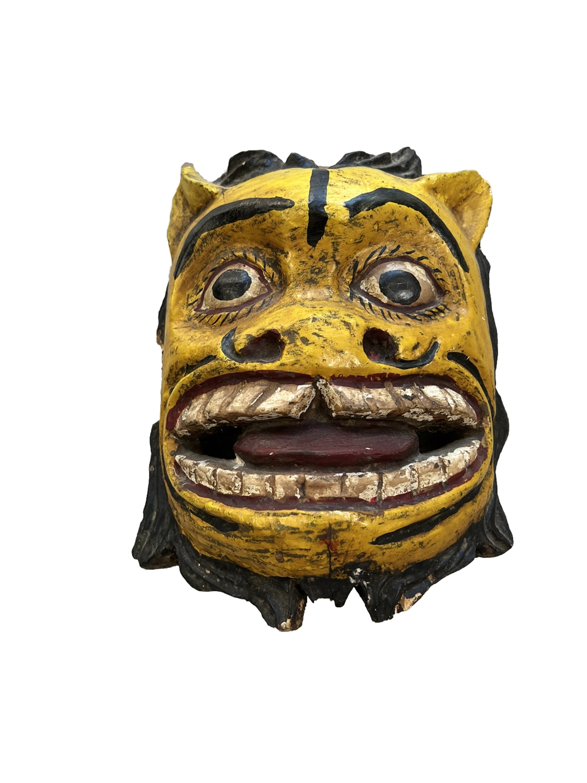 Vintage Mexican Wooden Tiger Mask Hand | Grelly USA