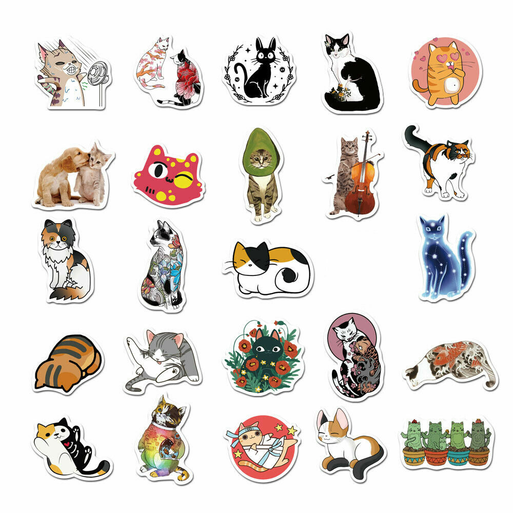 50pcs Cute Cat Kitten VSCO ins Decal Stickers Bomb Skateboard Laptop ...