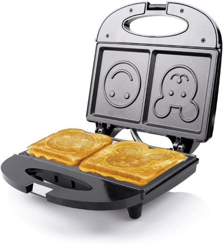 Sandwich Press 750W Smiley Face Toastie Maker & Waffle Maker, Non-Stick ...