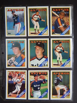 (9) 1988 Houston Astros Topps Baseball Cards (Puhl*Walling*Knepper ...