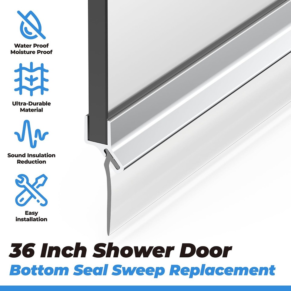 Shower Door Bottom Seal Clear Vinyl Shower Door Drip Sweep Fit for ...