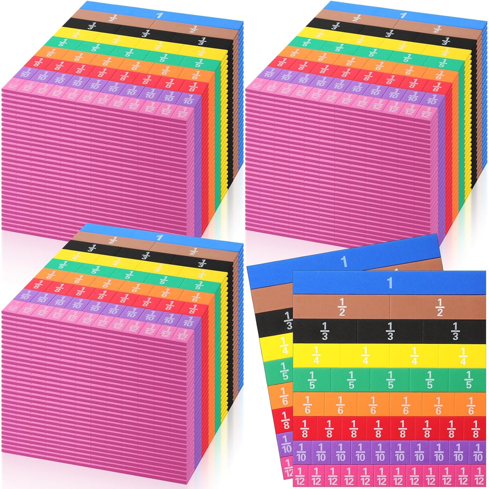 60 Sets Fraction Tiles Set for Math Classroom Fractions Manipulatives ...