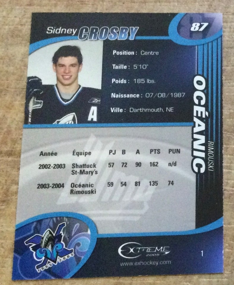 2004-2005 EXTREME #1 SIDNEY CROSBY RIMOUSKI OCEANIC NICE! | eBay