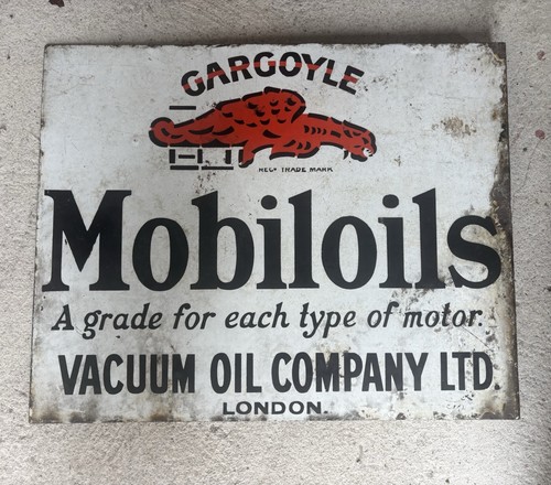 Vintage enamel Mobil oil sign, two sided | eBay UK