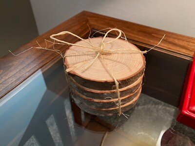 Rustic Live Edge Wood Slice Coaster Set - Drink Coasters | eBay