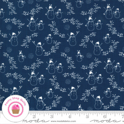 Moda CRYSTAL LANE 2982 16 Navy Blue Snowmen BUNNY HILL Quilt Fabric ...