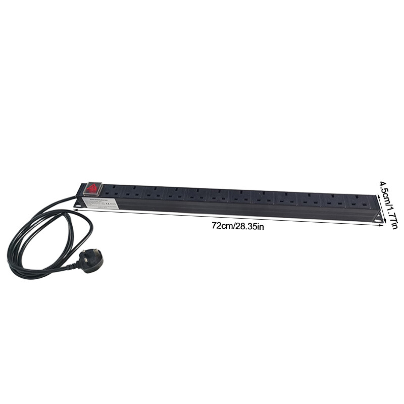 12 way UK PDU VERTICAL MOUNT SURGE PROTECTED 28" Rack Power ...
