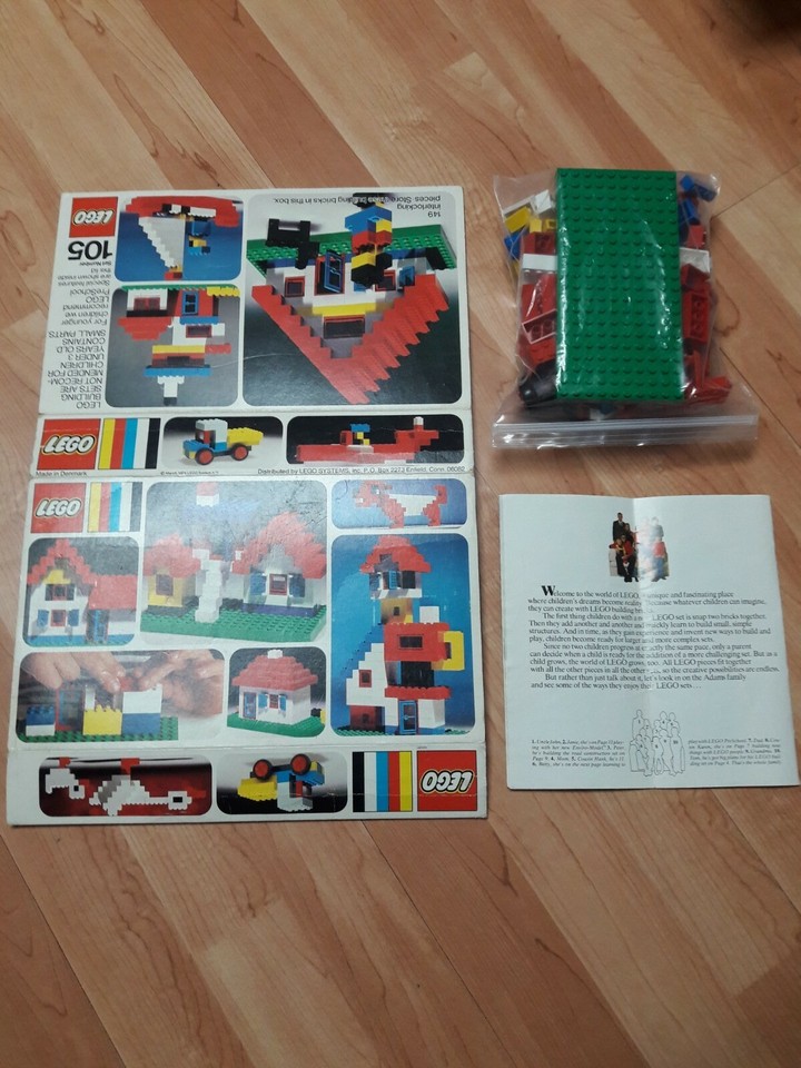 Lego 105 Basic Universal Building System Set 1973 Vintage 100% Complete ...