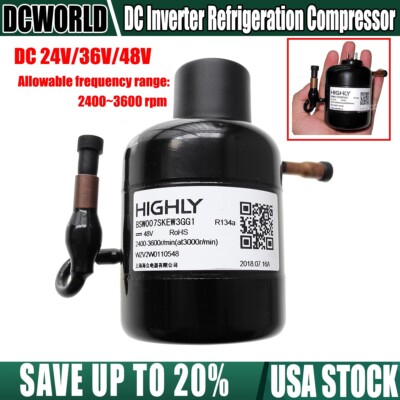 DC24V/36V/48V R134a Refrigeration Air Compressor Fridge Freezer Low ...
