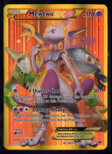 Mewtwo EX Full Art 164/162 Secret Rare XY Breakthrough Pokemon TCG LP ...