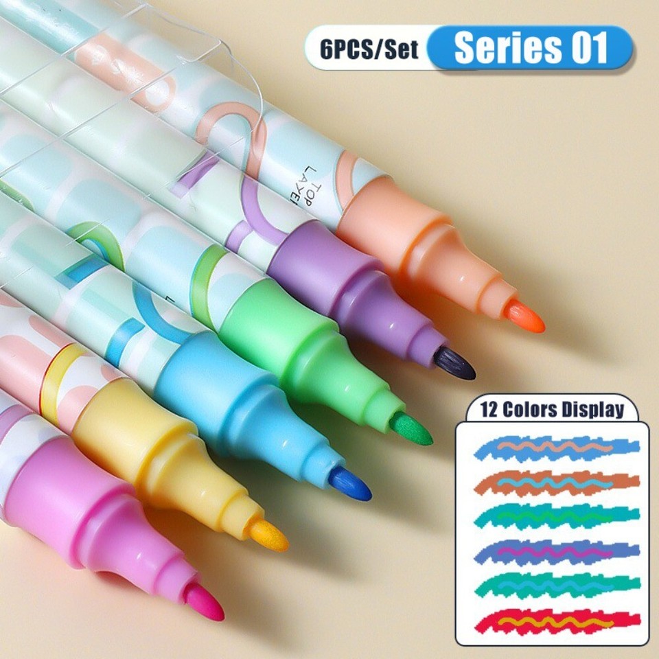 DIY Scrapbook Color Marker Pens Double-ended Painting Color Pen Gift | eBay