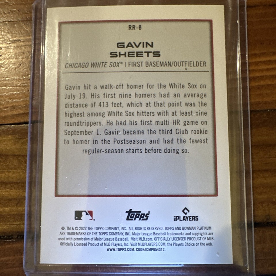 2022 Bowman Platinum Renowned Rookie - Gavin Sheets RC #RR-8 Chicago ...