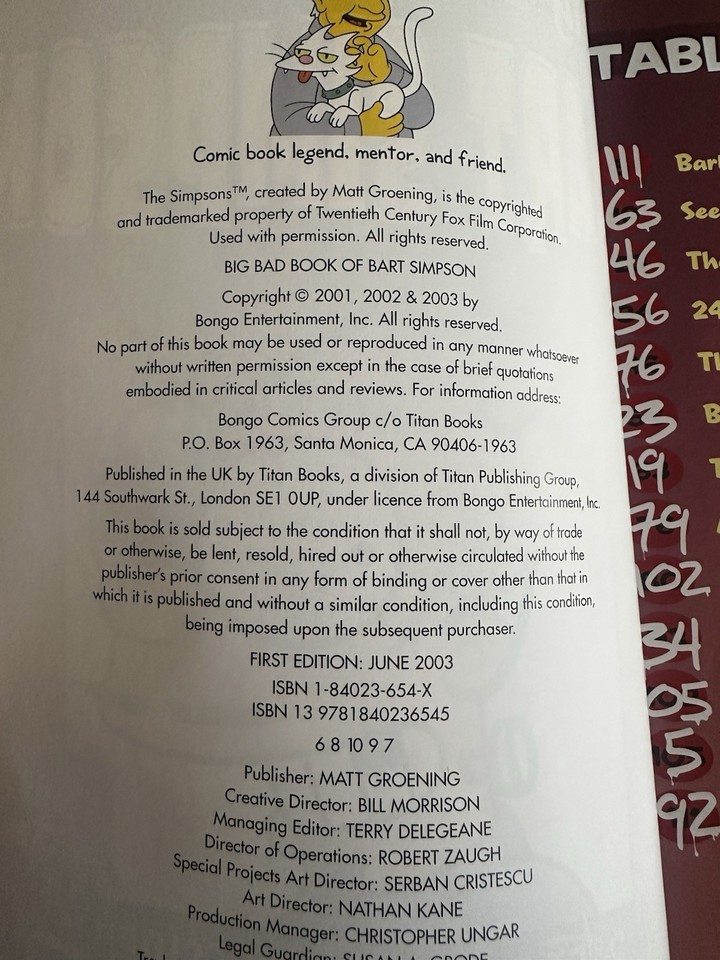 Simpsons Comics Present the Big Bad Book of Bart by Matt Groening ...