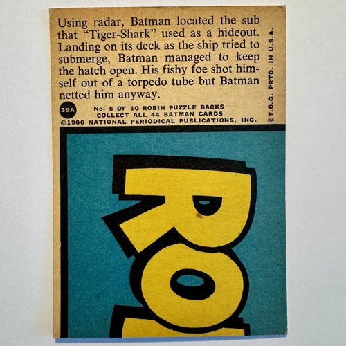 1966 Topps Batman Series A Red Bat 39A Stopping The Sub | eBay