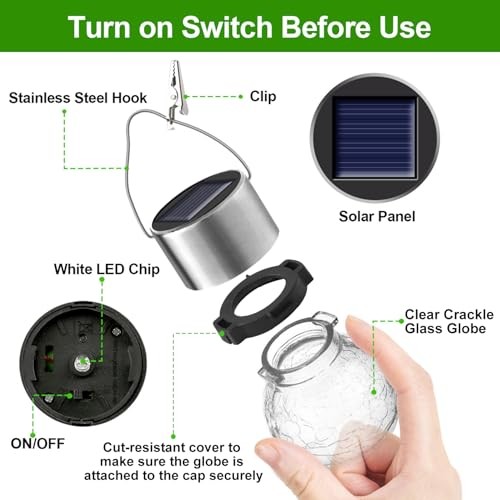 Solar Lights Outdoor Decorative 12 Pack, Hanging Solar Garden Lights | eBay