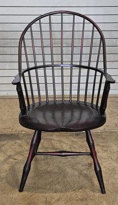 Black Sack Back Windsor Arm Chair Black Crackle Finish Bench Made | eBay