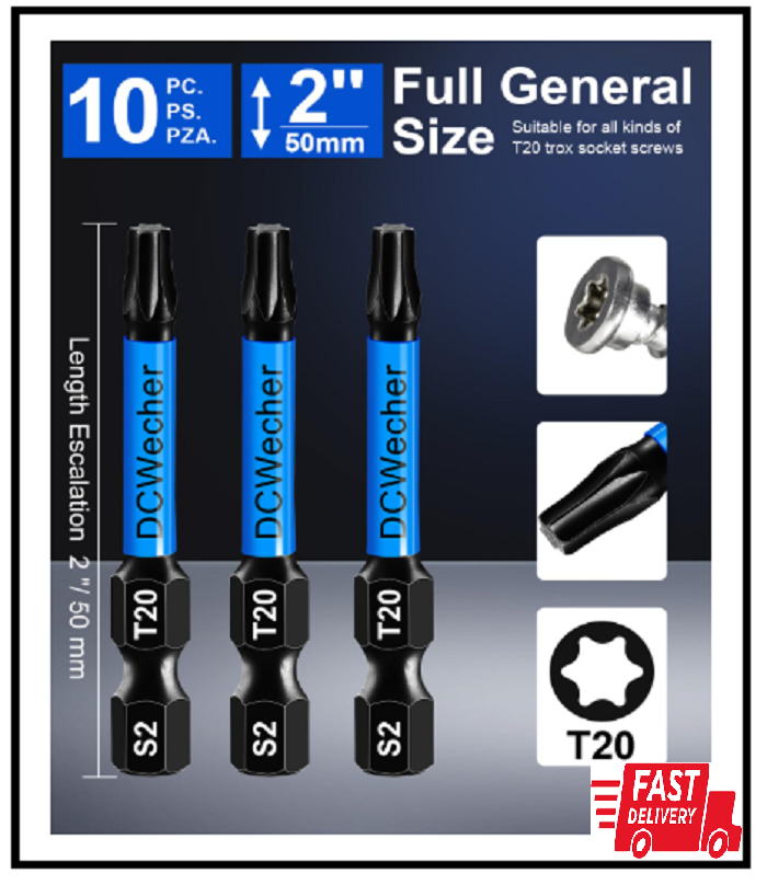 10-Pack T20 Torx Bit 2 Inch, Professional-Grade T 20 Torx Screwdriver ...