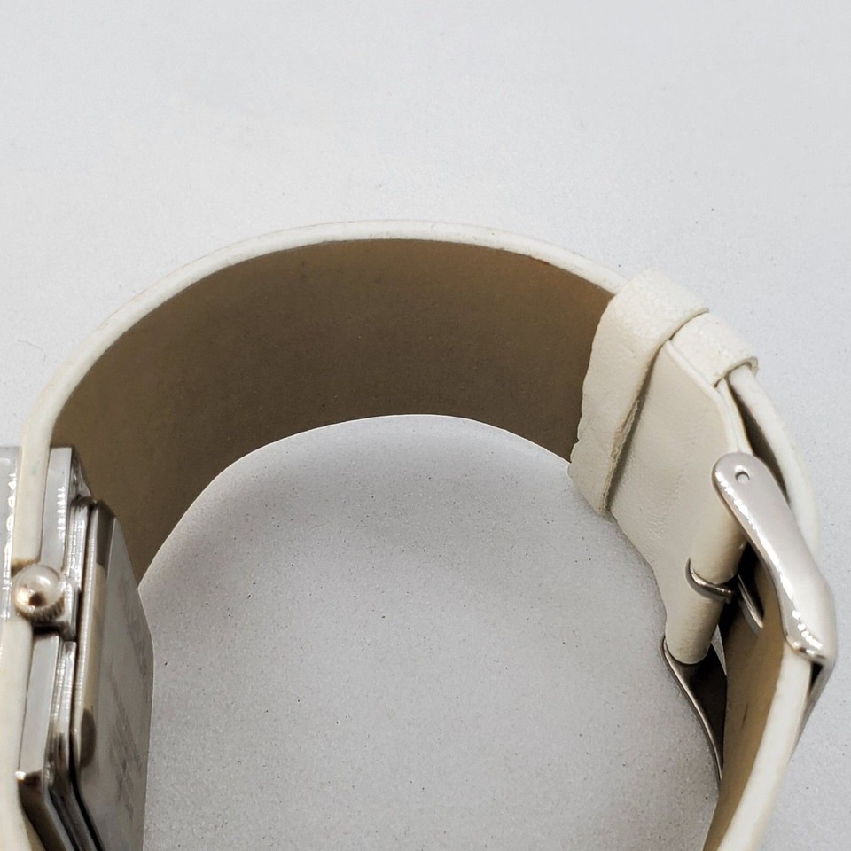 Mudd Women's Watch 30MM Gray Tone Purple Dial White Leather Band New ...