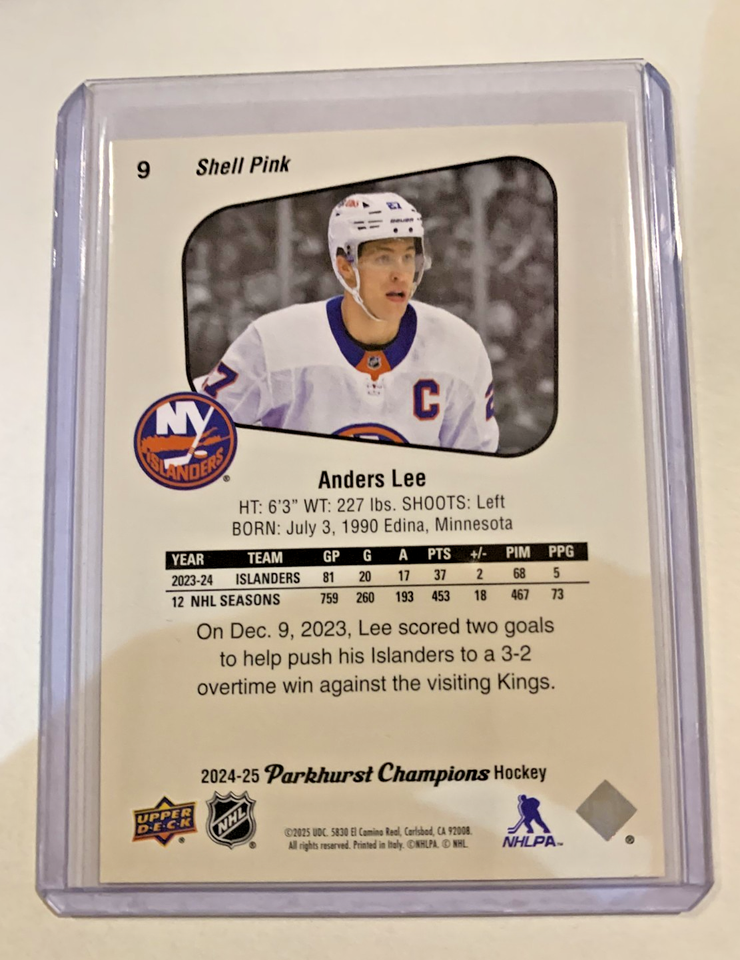 2024-25 PARKHURST CHAMPIONS SHELL PINK ANDERS LEE /99 | eBay