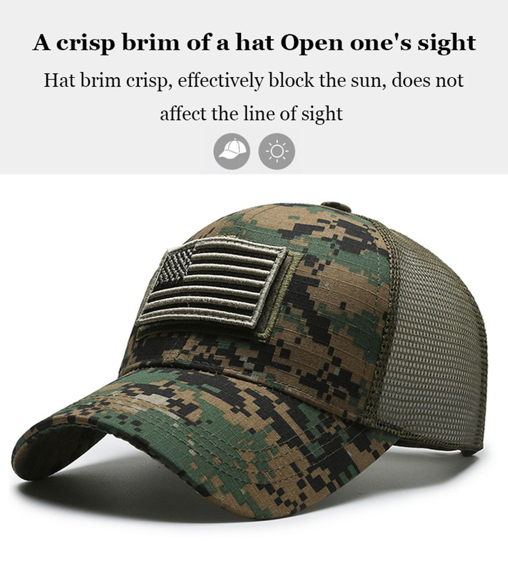 USA Flag Baseball Cap American Men Hat Detachable Patch Mesh Tactical ...