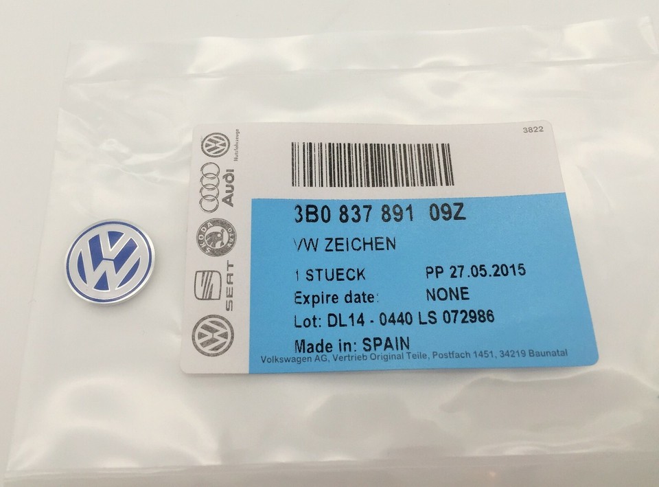 Genuine VW Key Fob Badge Emblem 14mm 2x Replace Passat Jetta Golf ...