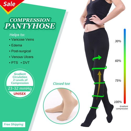 Medical 23-32 mmHg Compression Pantyhose Tights Women Nurse Support ...