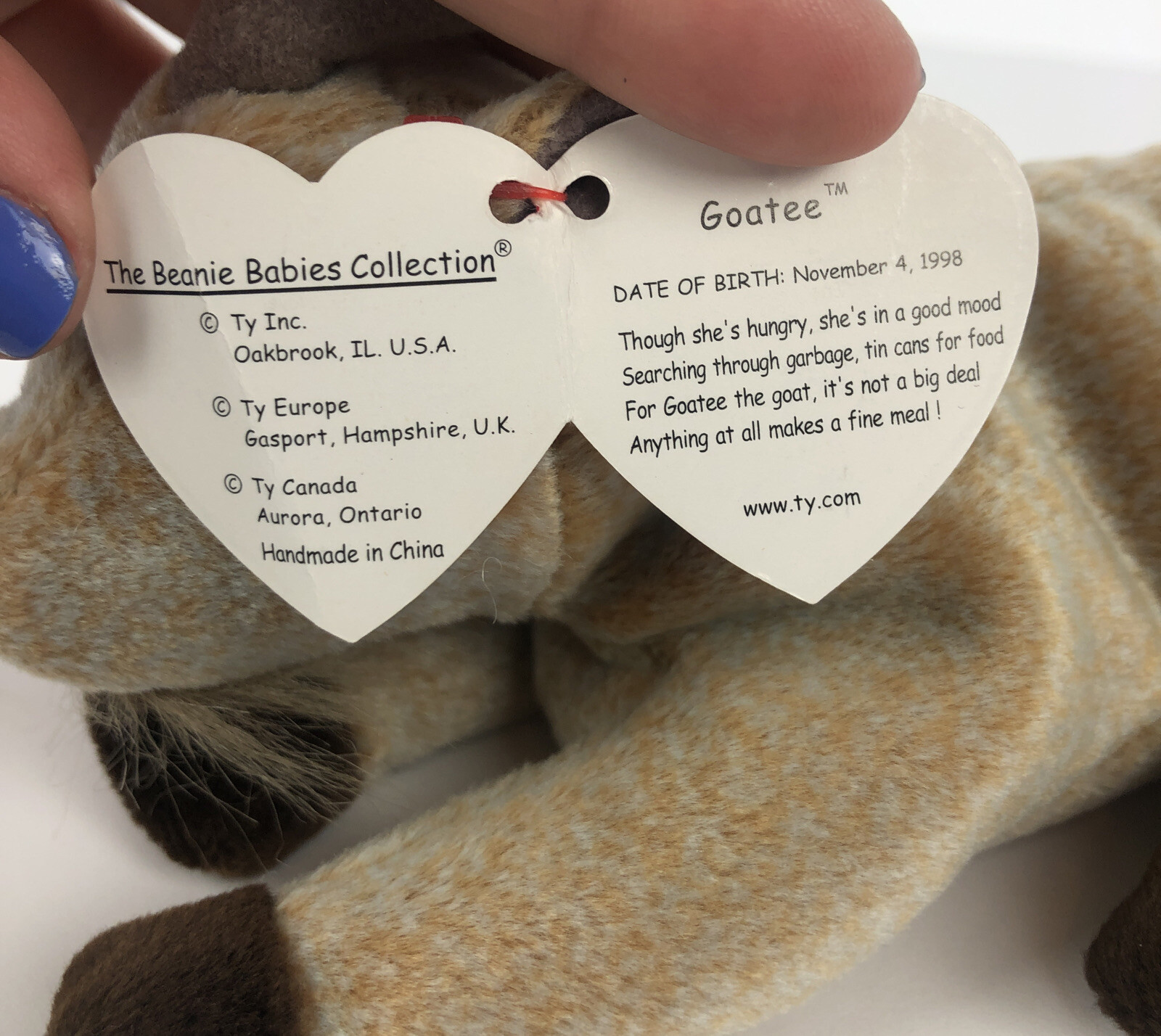 Ty Beanie Original Baby Goatee Retired 1998 RARE Errors Pellets | eBay