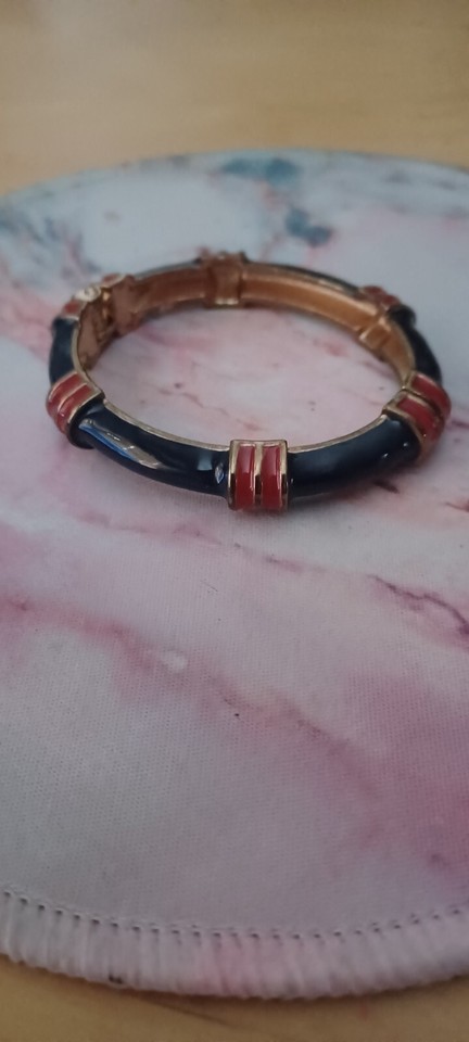 Charming Charlie Gold Tone Red And Blue Enamel Bangle Bracelet | eBay