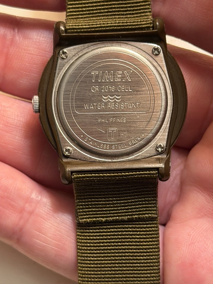 Vintage Timex MacGyver Camper Military Green Mens Field Quartz Watch ...