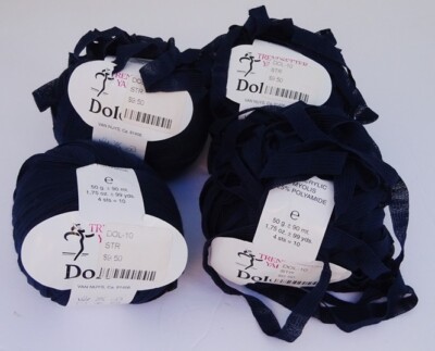 Lot of FOUR Trendsetters DOLCINO 50 grams Ribbon Yarn NAVY BLUE # 10 ...