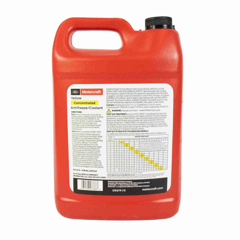 3x Engine Coolant Antifreeze YELLOW CONCENTRATED MOTORCRAFT VC-13-G | eBay