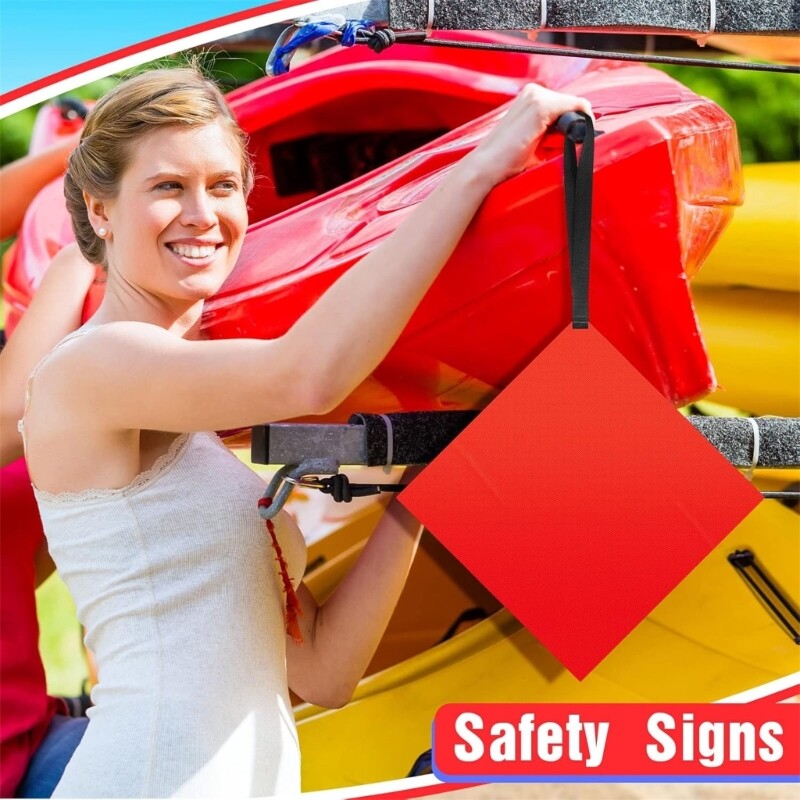 2024 2Pcs Safety Travel Flag For Kayak Canoe Red Warning Flag With ...