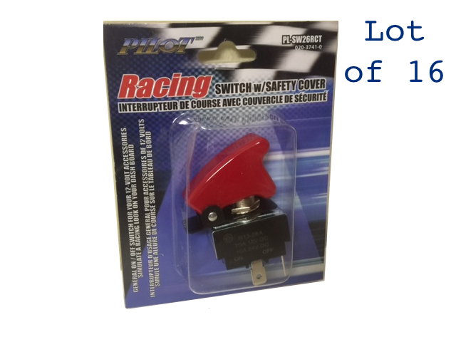 LOT of 16 Universal Switch Toggle with Red Safety Cover Pilot Racing P ...