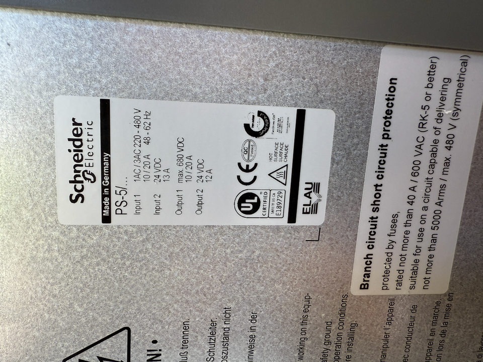 Schneider Electric ELAU PS-5 POWER SUPPLY ISH VPM02D20AA00 Used perfect ...