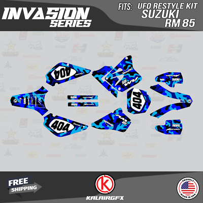 Graphics Kit for Suzuki RM85 (2001-2021) UFO RESTYLE INVASION-Blue | eBay