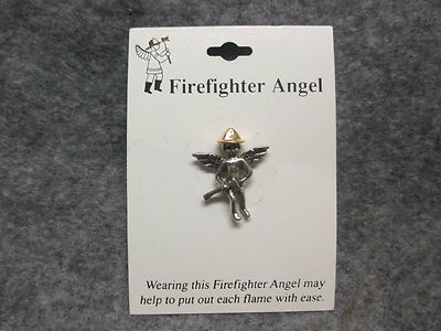 NEW Firefighter Fire Fighter Angel Pin Silver & Gold Tones 1" Tall | eBay