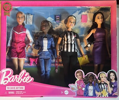 BARBIE SET OF 4 SPORTS CAREER DOLLS COACH, REPORTER, REFEREE, MANAGER ...