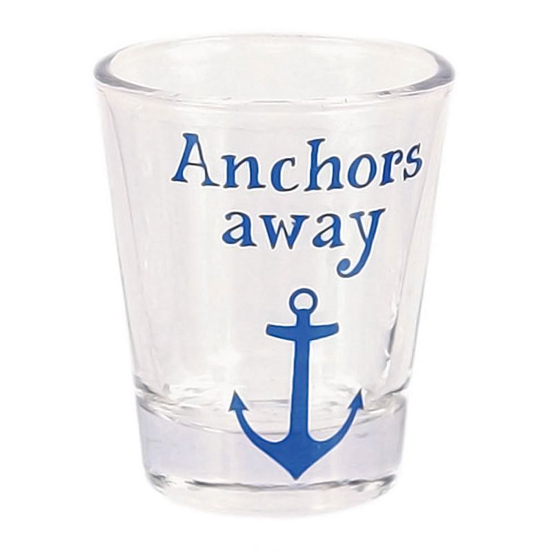 Nautical Theme "Anchors Away" With Blue Anchor Clear Shot Glass ...