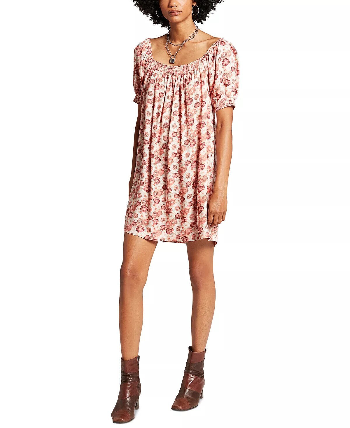 VOLCOM Women's Juniors' XL Harley & J Smocked Trim Scoop Neck Mini ...