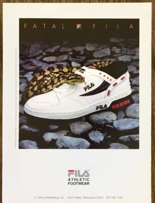 1988 FILA Athletic Footwear PRINT AD Fatal FILA Rattlesnake on Running ...