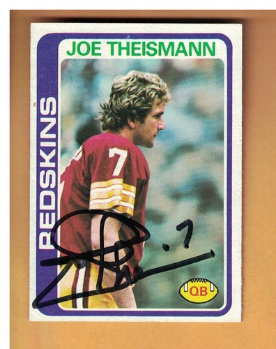 Joe Theismann AUTOGRAPHED 1978 TOPPS FOOTBALL CARD SIGNED WASHINGTON ...
