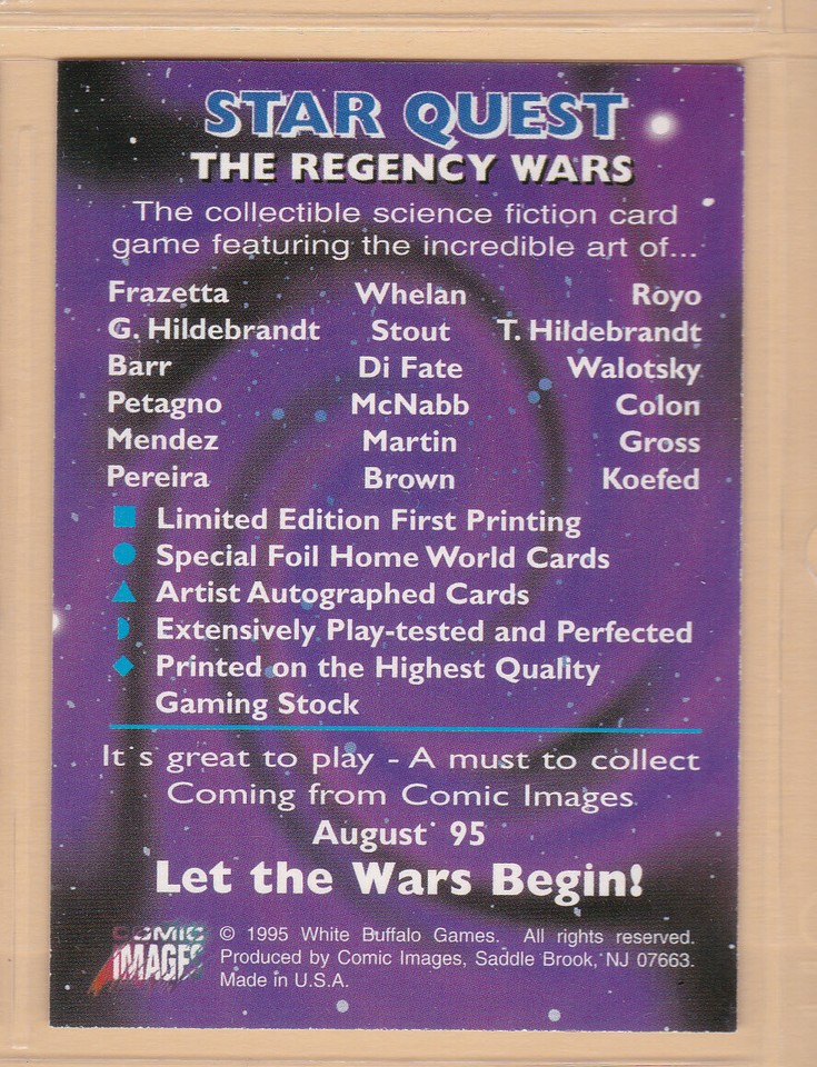 1995 White Buffalo Games Comic Images STAR QUEST The Regency Wars Promo ...