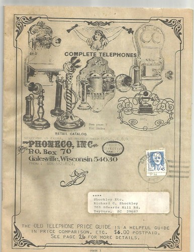 Phoneco Inc. Galesville, Wisconsin Old Telephone Price Guide Catalog | eBay