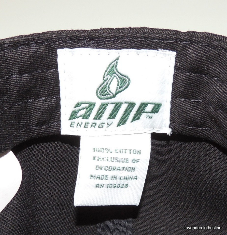Amp Energy Drink Racing Adjustable Ball Cap Hat NEW Black & Green RARE ...