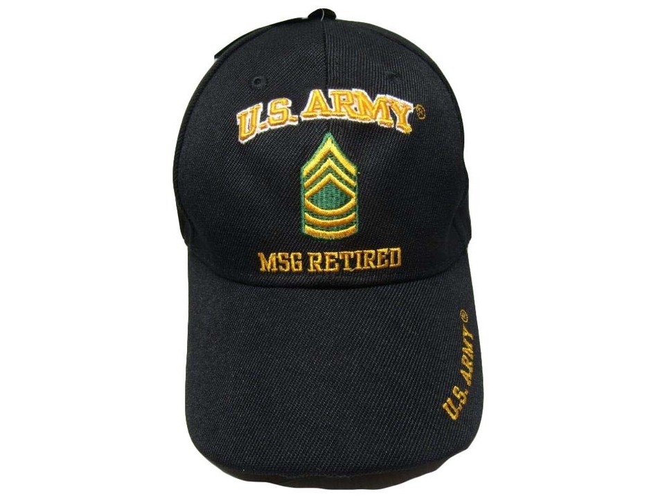 U.S. Army MSG Retired Military Black Embroidered Cap Hat CAP560D ...