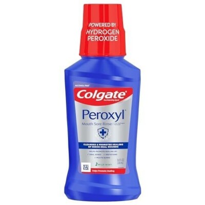Colgate Peroxyl Antiseptic Mouth Sore Rinse, Alcohol Free, 1.5% ...