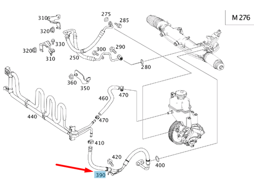 NEW MB C W204 POWER STEERING LOW PRESSURE HOSE LHD A204460662464 NO ...