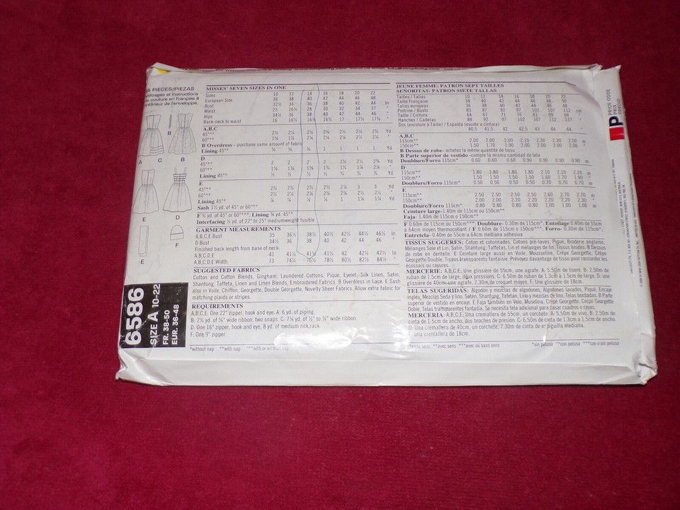 🌺 NEW LOOK #6586 - LADIES ( 5 STYLE ) "V" NECKLINE SUNDRESS PATTERN 10 ...