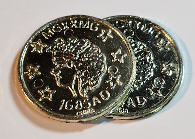 2 Rare Vintage Plastic Greek Tokens Coins, Medusa Head with date MCXXMC ...