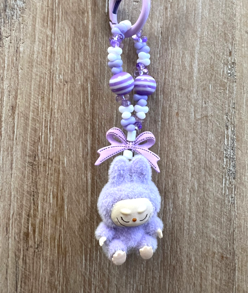 Labubu Purple Fuzzy Mini Keychain 4.5" | eBay